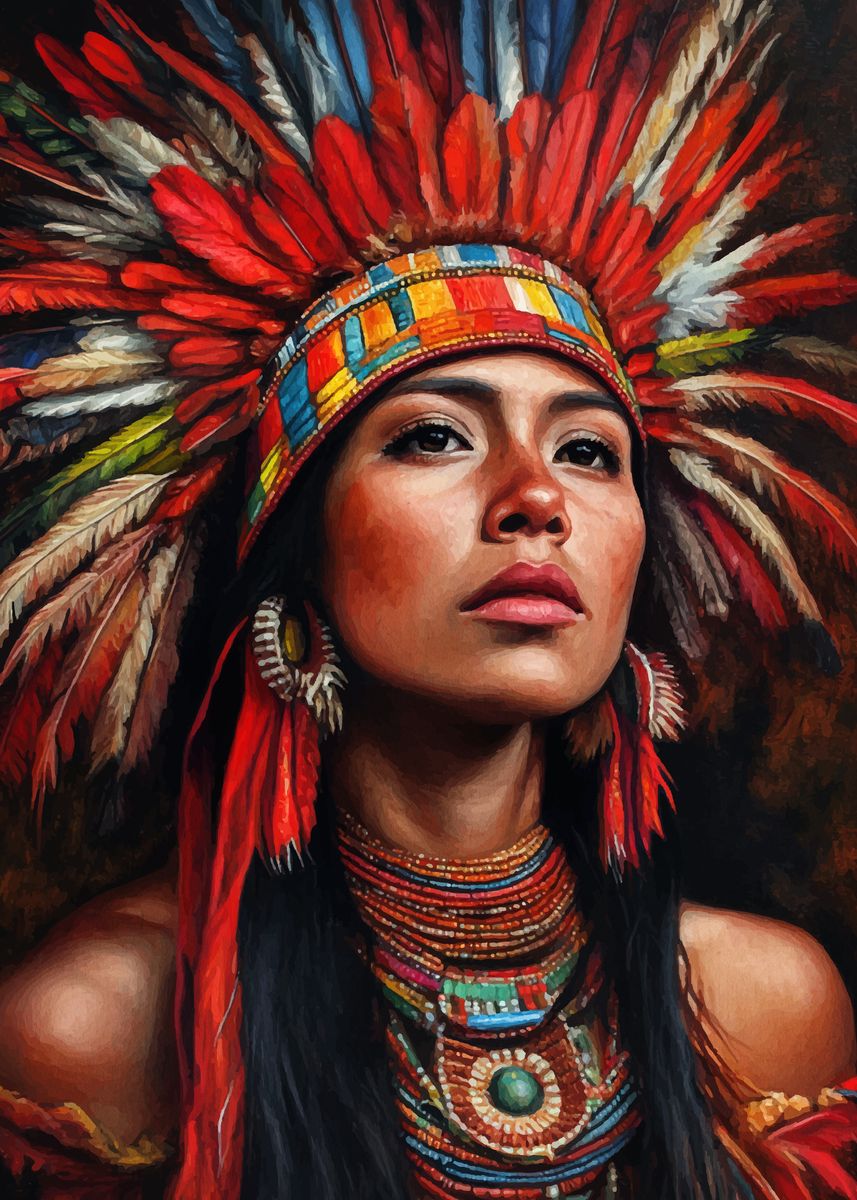 'Native American Woman Portrait' Poster, picture, metal print, paint by ...