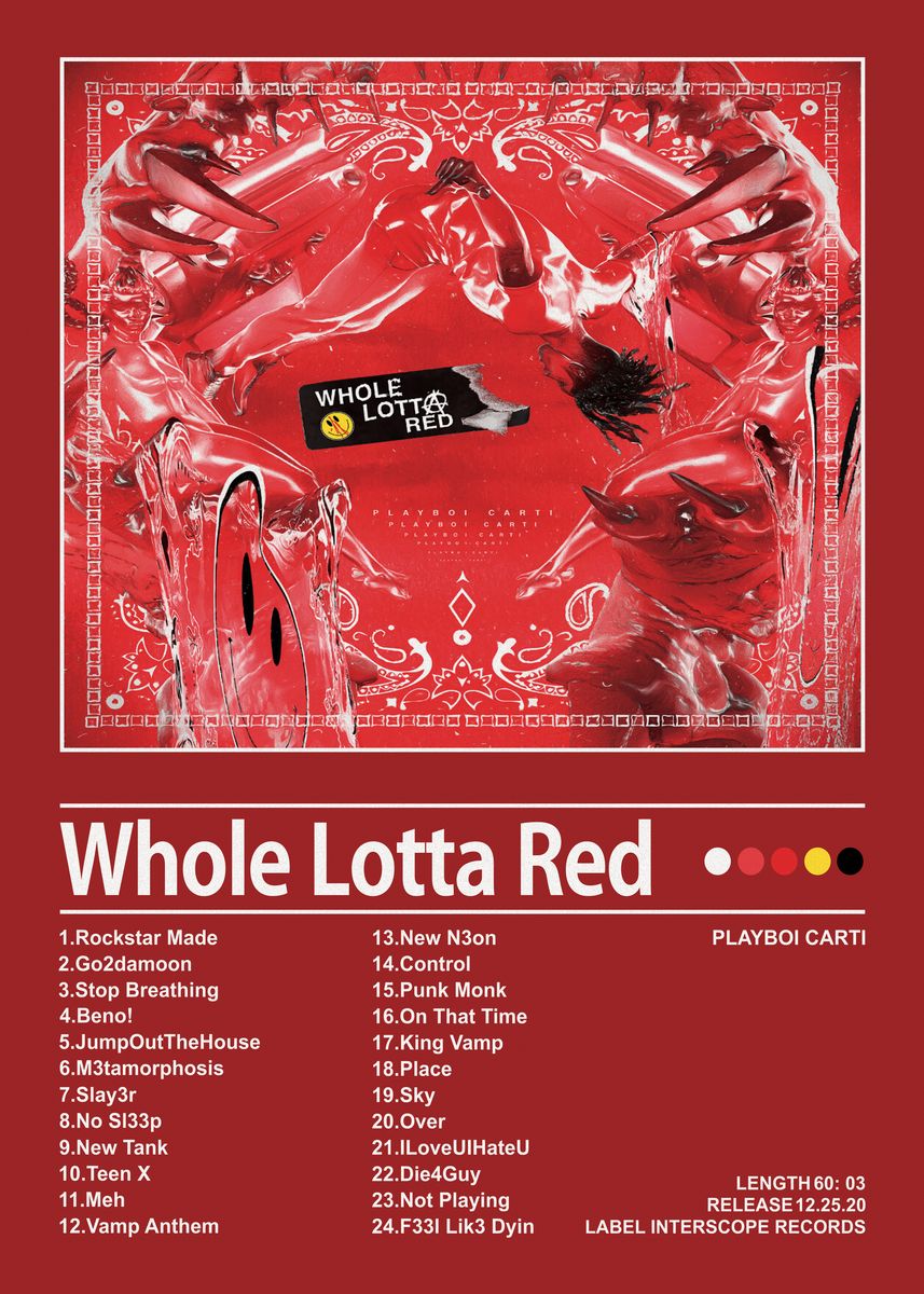 'Playboi Carti Whole Lotta Red Album Cover' Poster, picture, metal ...