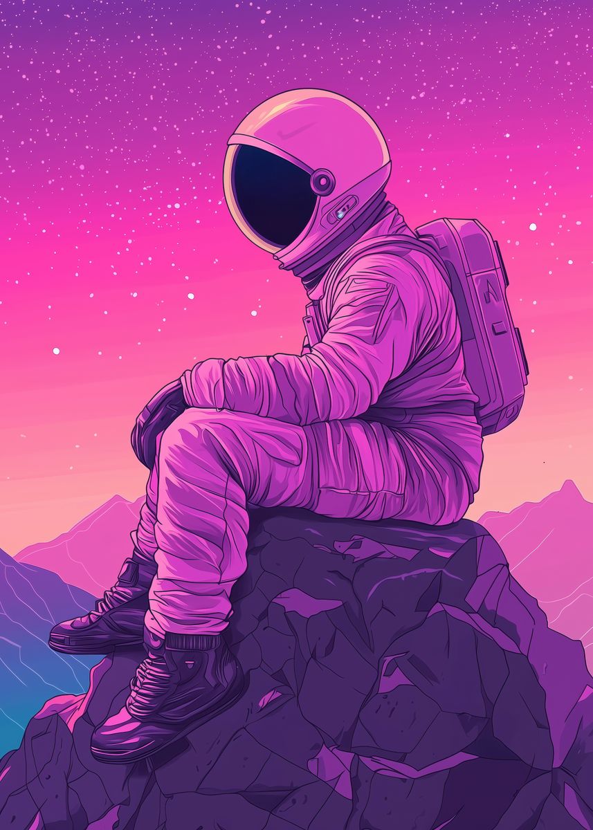 'Astronaut on a Mountain' Poster, picture, metal print, paint by PRX ...