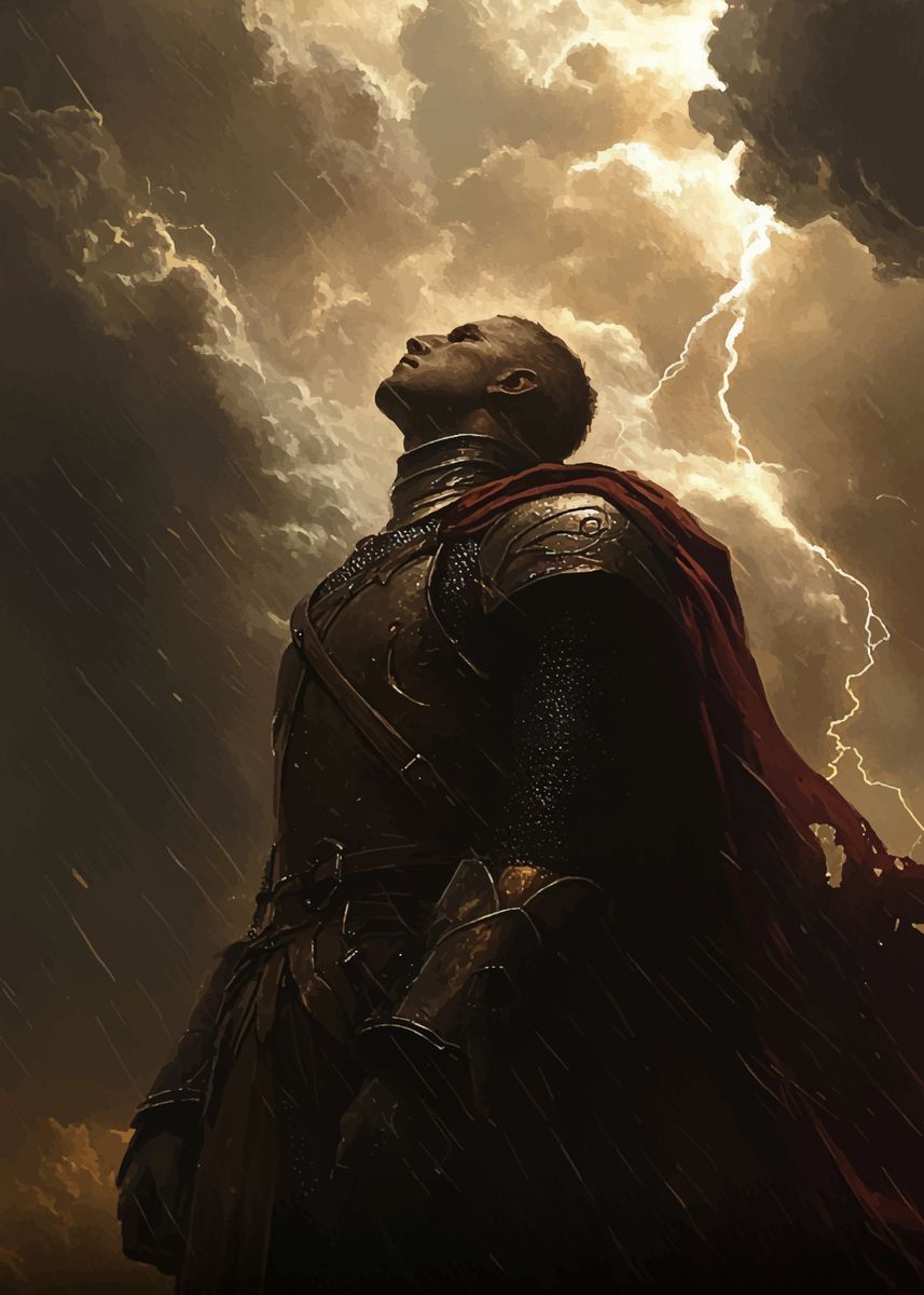 'Knight Under Storm' Poster, picture, metal print, paint by kapten wowok | Displate