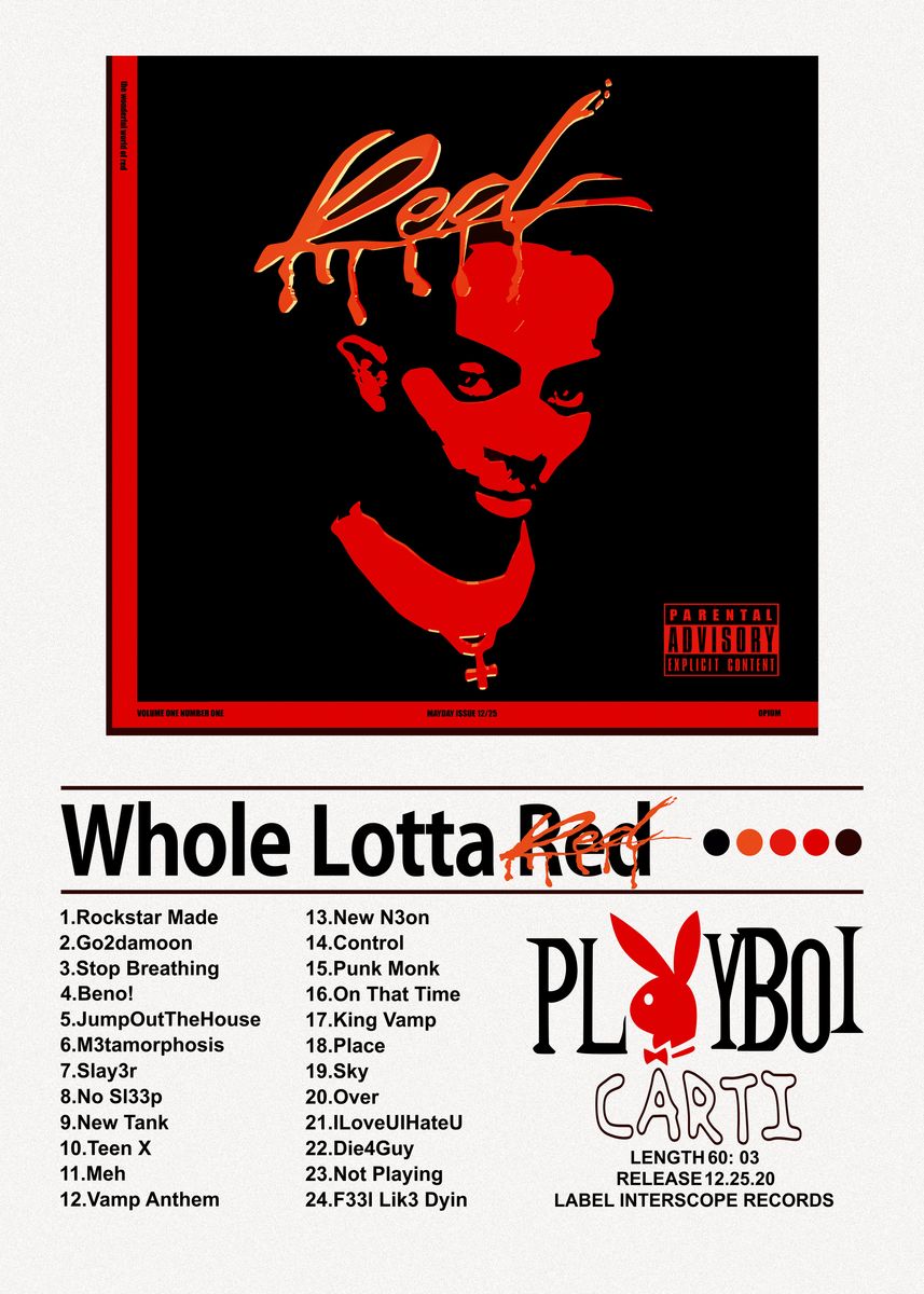 'Playboi Carti Whole Lotta Red Album Cover' Poster, picture, metal ...