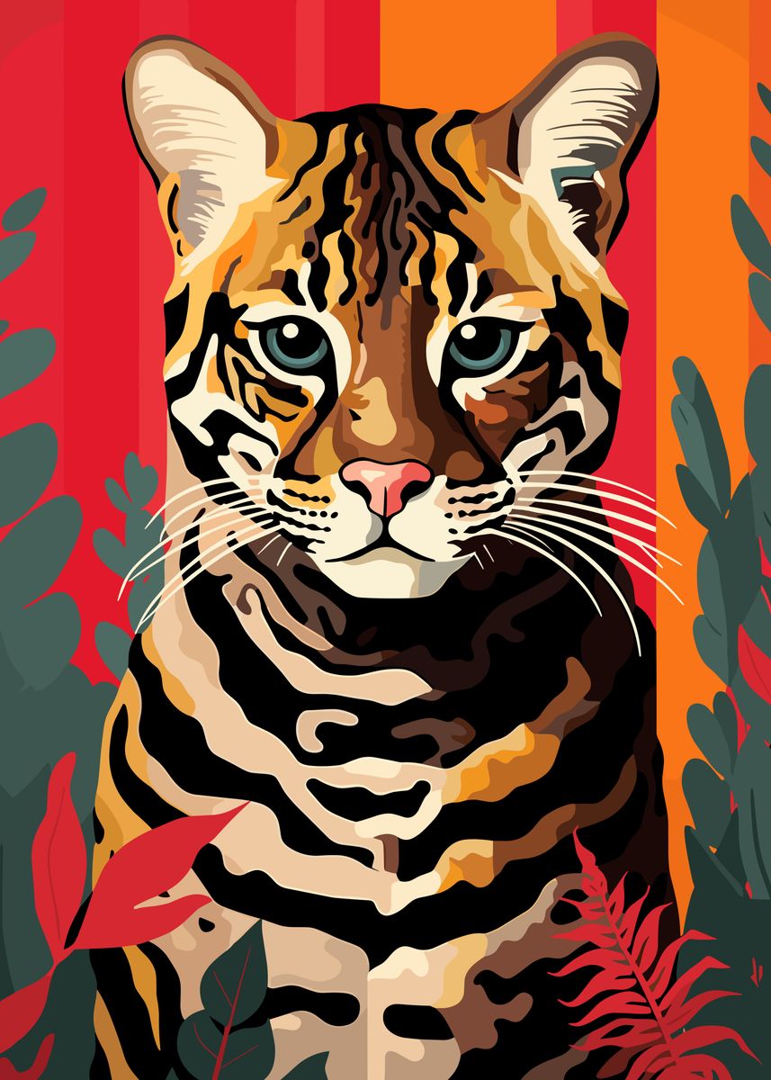 'Ocelot Portrait' Poster, picture, metal print, paint by Brook Ethan ...