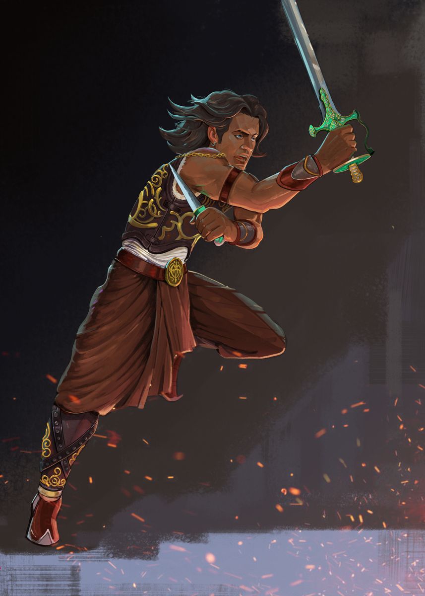 'Warrior with Sword and Dagger' Poster, picture, metal print, paint by ...