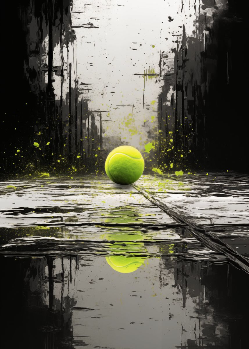 'Tennis Ball Reflection' Poster, picture, metal print, paint by | Displate