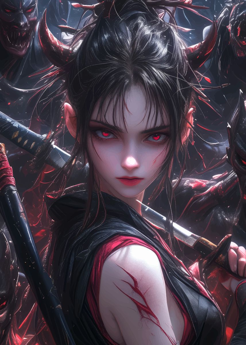 'Demon Slayer Girl' Poster, picture, metal print, paint by designarte ...