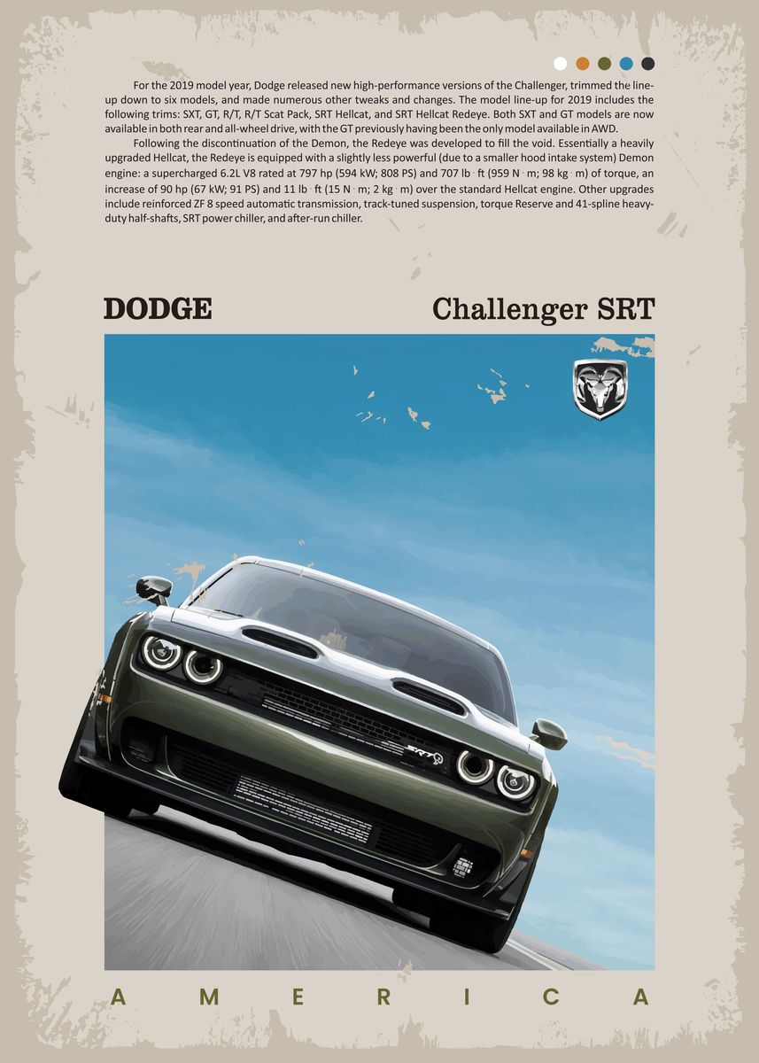 'Dodge Challenger SRT' Poster, picture, metal print, paint by awesome ...