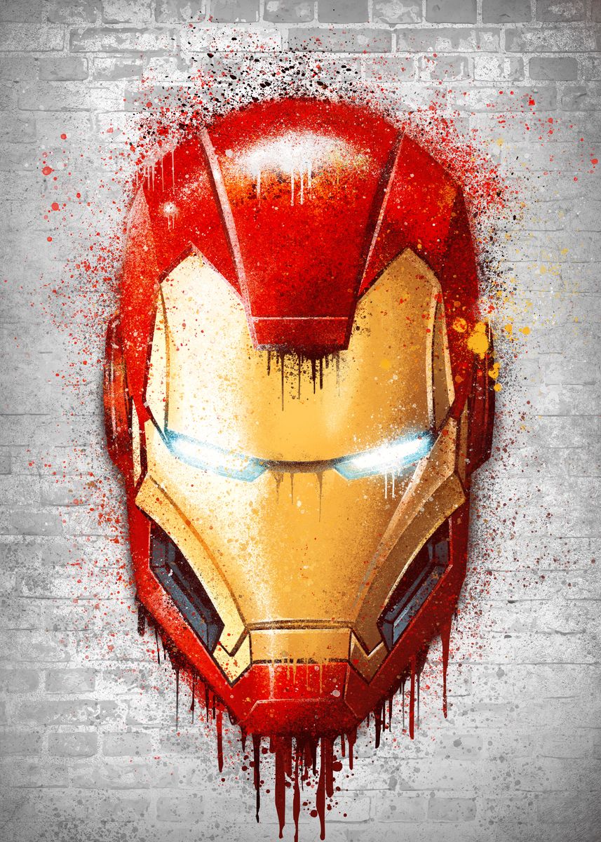 'Iron Man Graffiti Helmet' Poster, picture, metal print, paint by ...