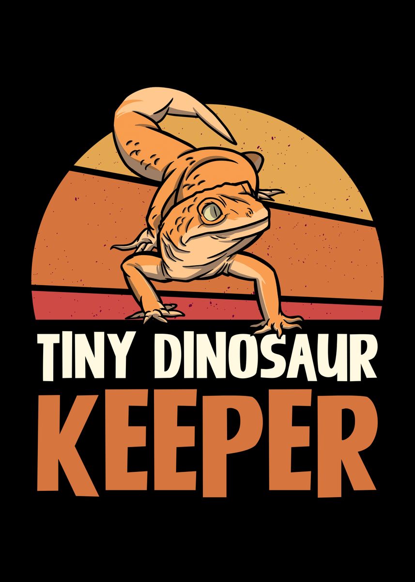 'Tiny Dinosaur Keeper' Poster, picture, metal print, paint by ...