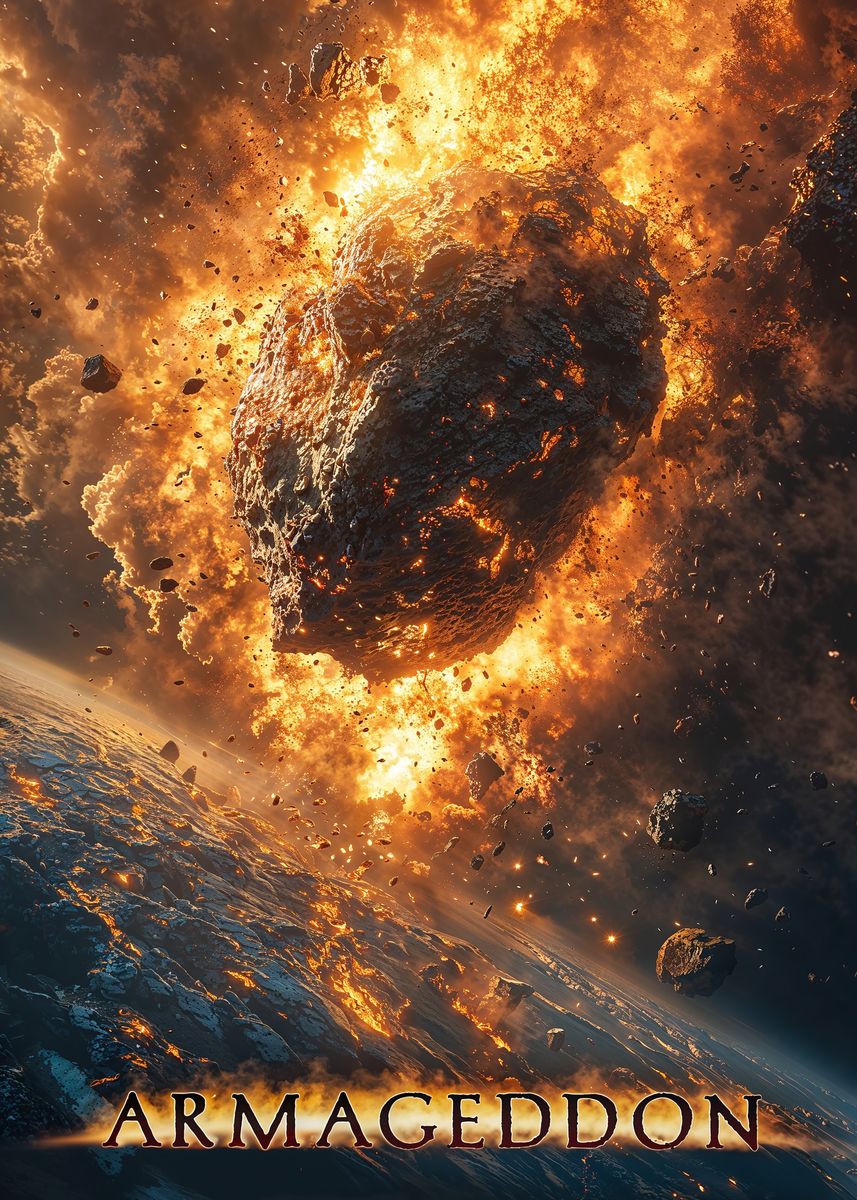 'Armageddon Asteroid Impact' Poster, picture, metal print, paint by shakes | Displate