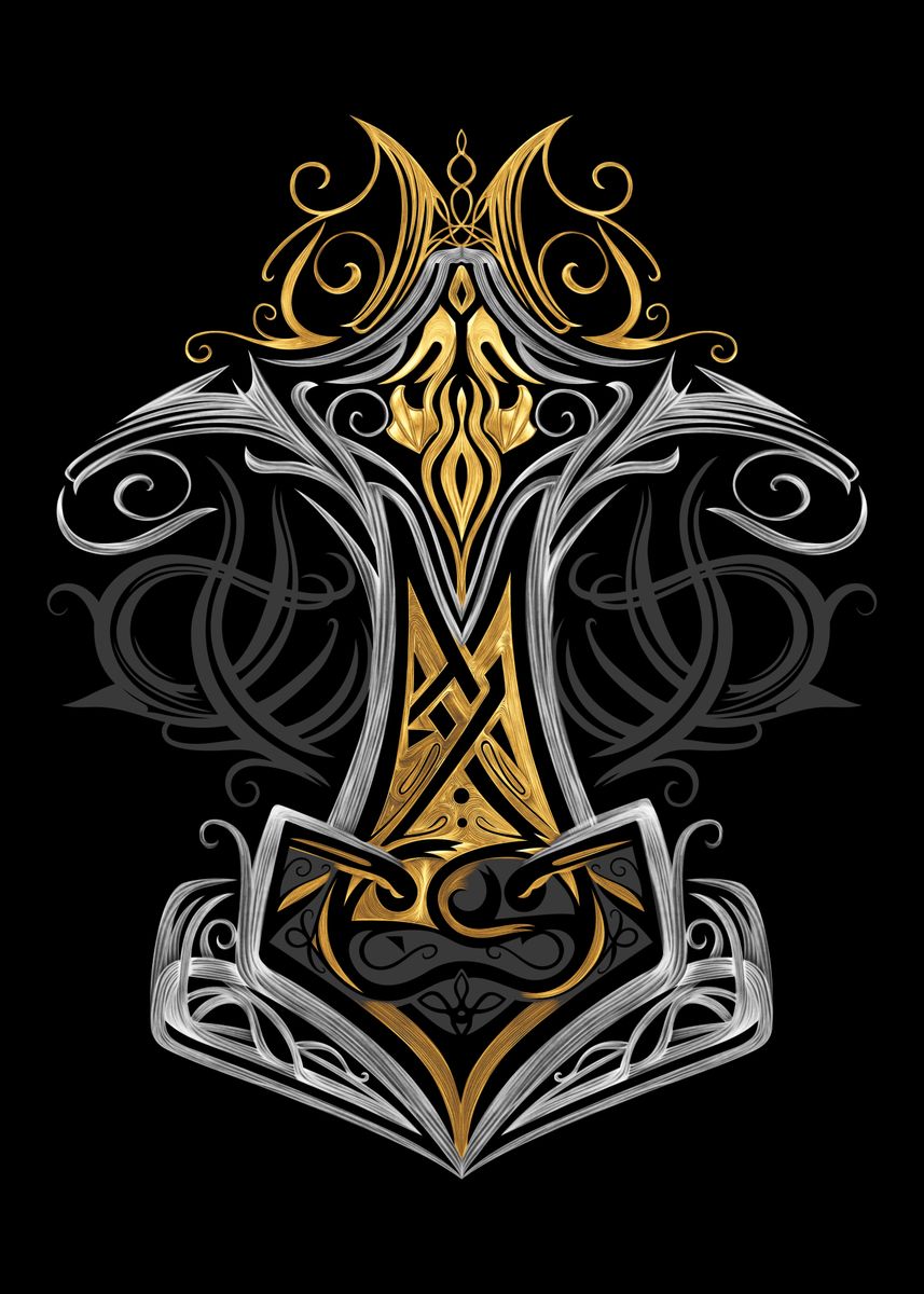 'Mjolnir Norse Hammer' Poster, picture, metal print, paint by Christine ...