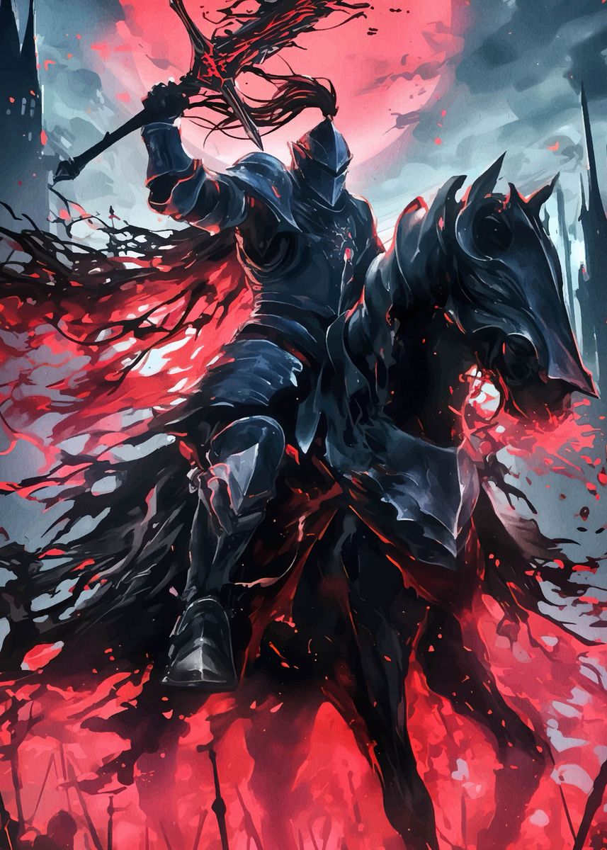 'Dark Knight on Horseback' Poster, picture, metal print, paint by ...