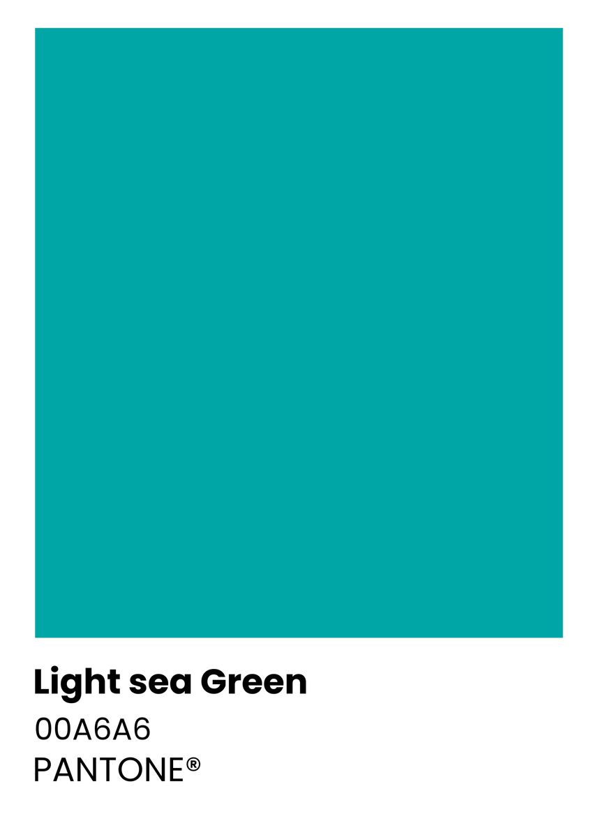 'Pantone Light Sea Green' Poster, picture, metal print, paint by Metal ...