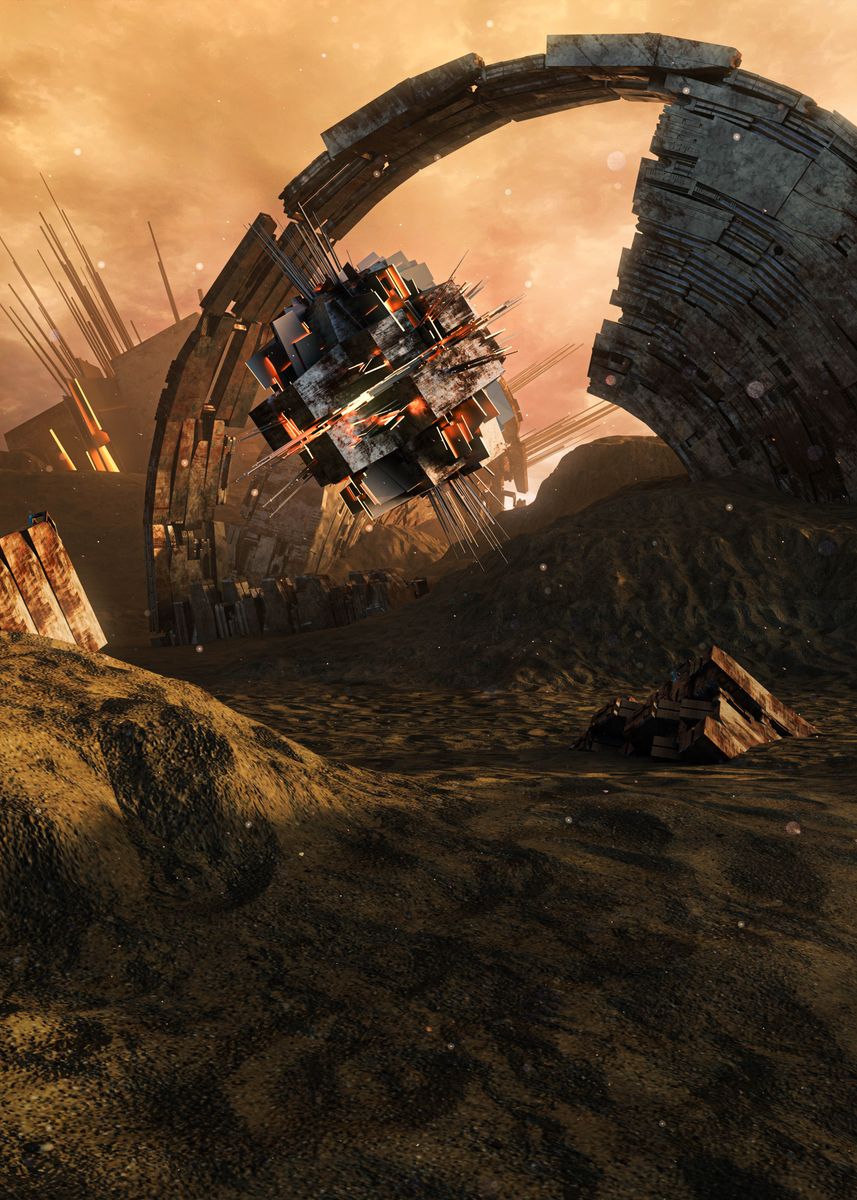 'Ruined Space Station' Poster, picture, metal print, paint by Shaheen ...