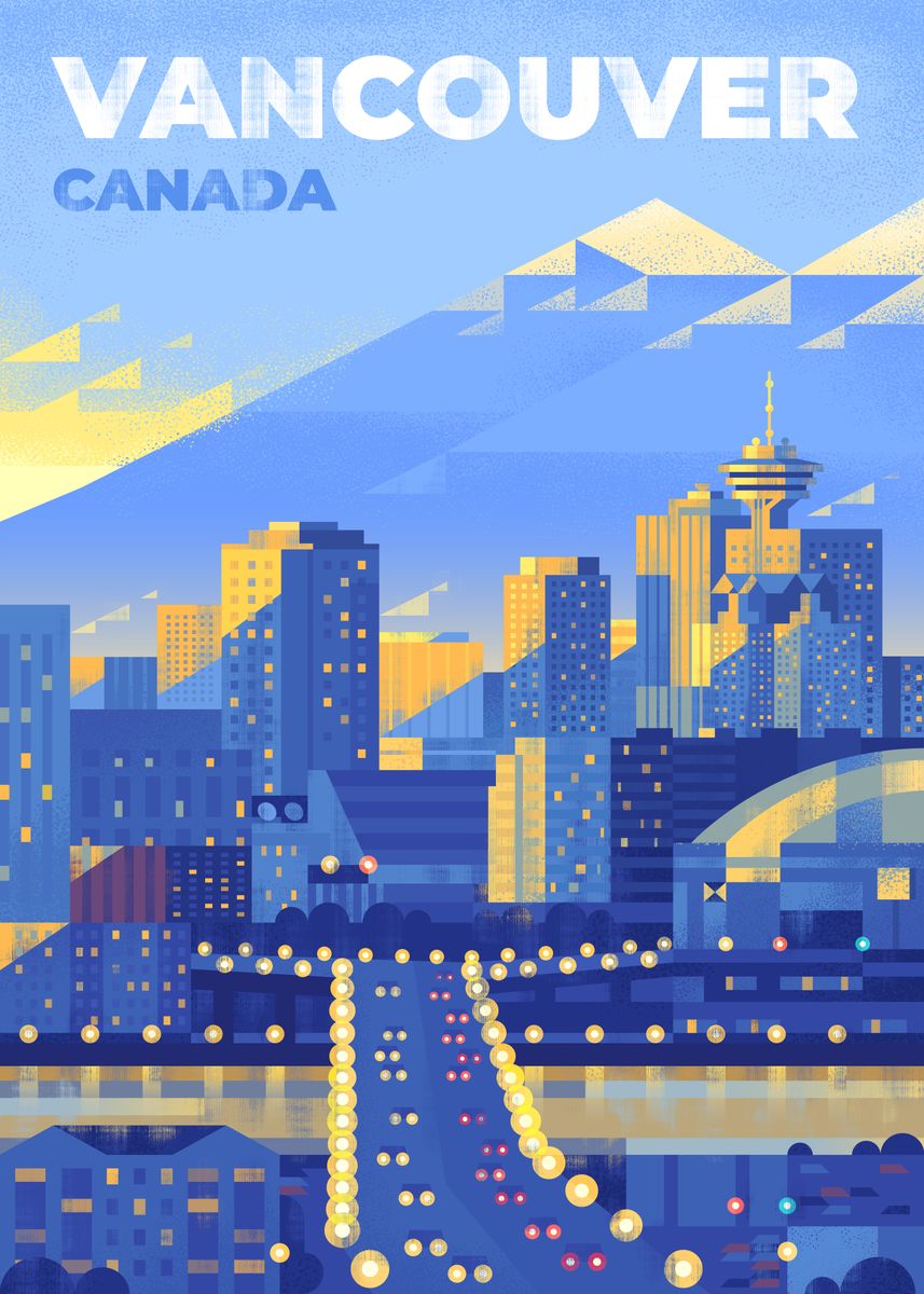 'Vancouver Cityscape Poster' Poster, picture, metal print, paint by Sam ...