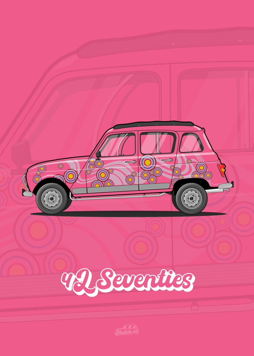 'Renault 4L Seventies' Poster, picture, metal print, paint by Sketch 4L ...