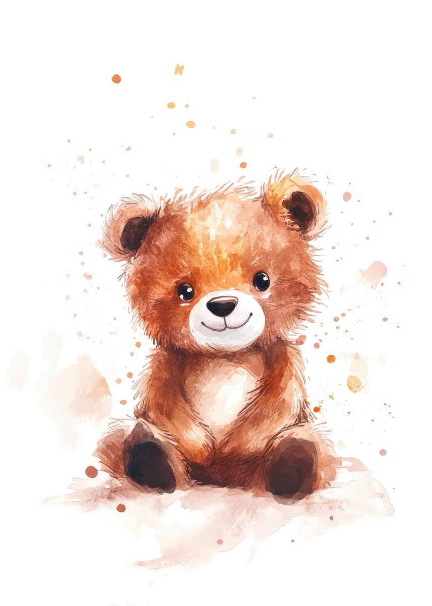 'Cute Watercolor Bear' Poster, picture, metal print, paint by Usama ...