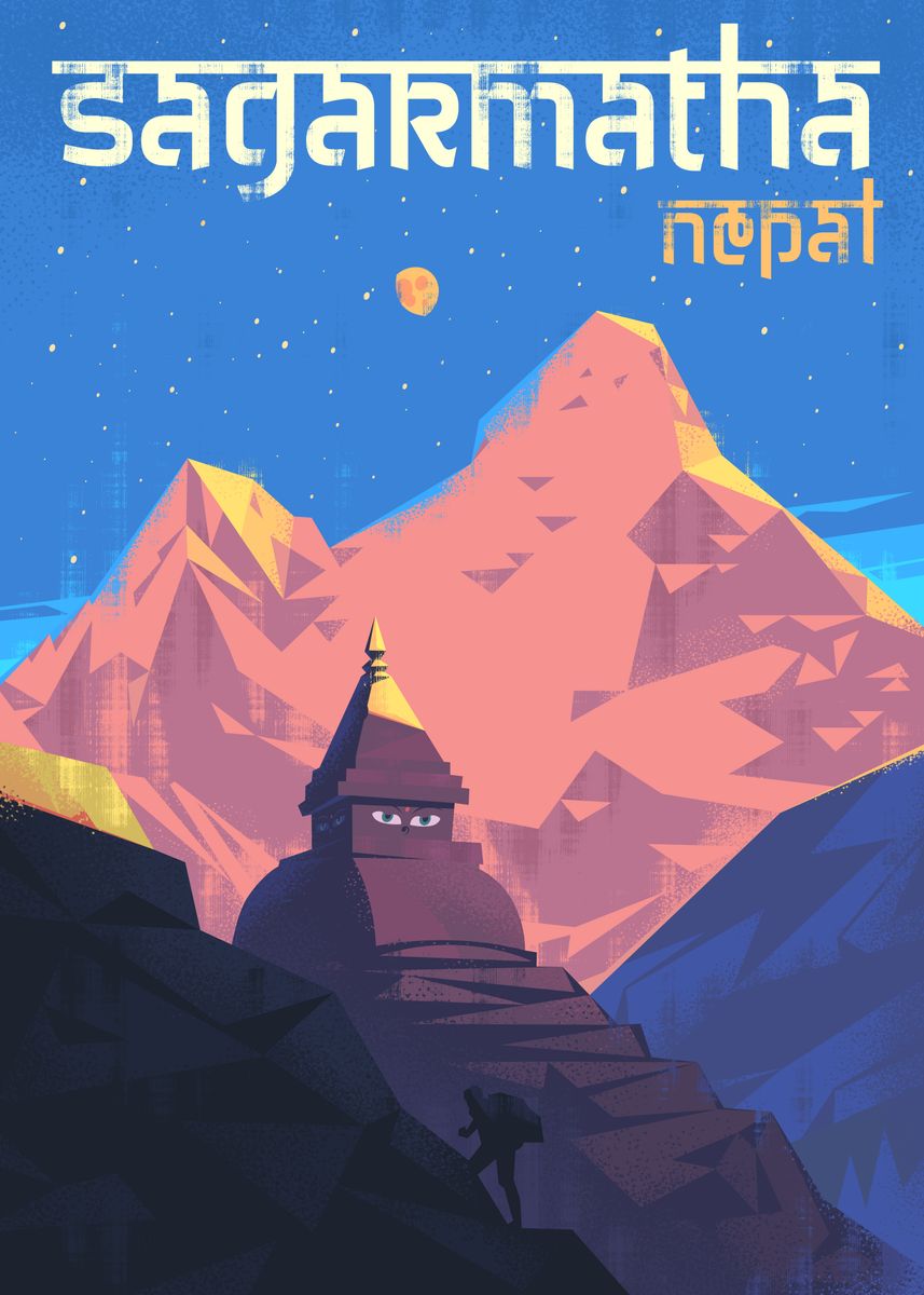 'Sagarmatha Nepal Mountain Art' Poster, picture, metal print, paint by ...