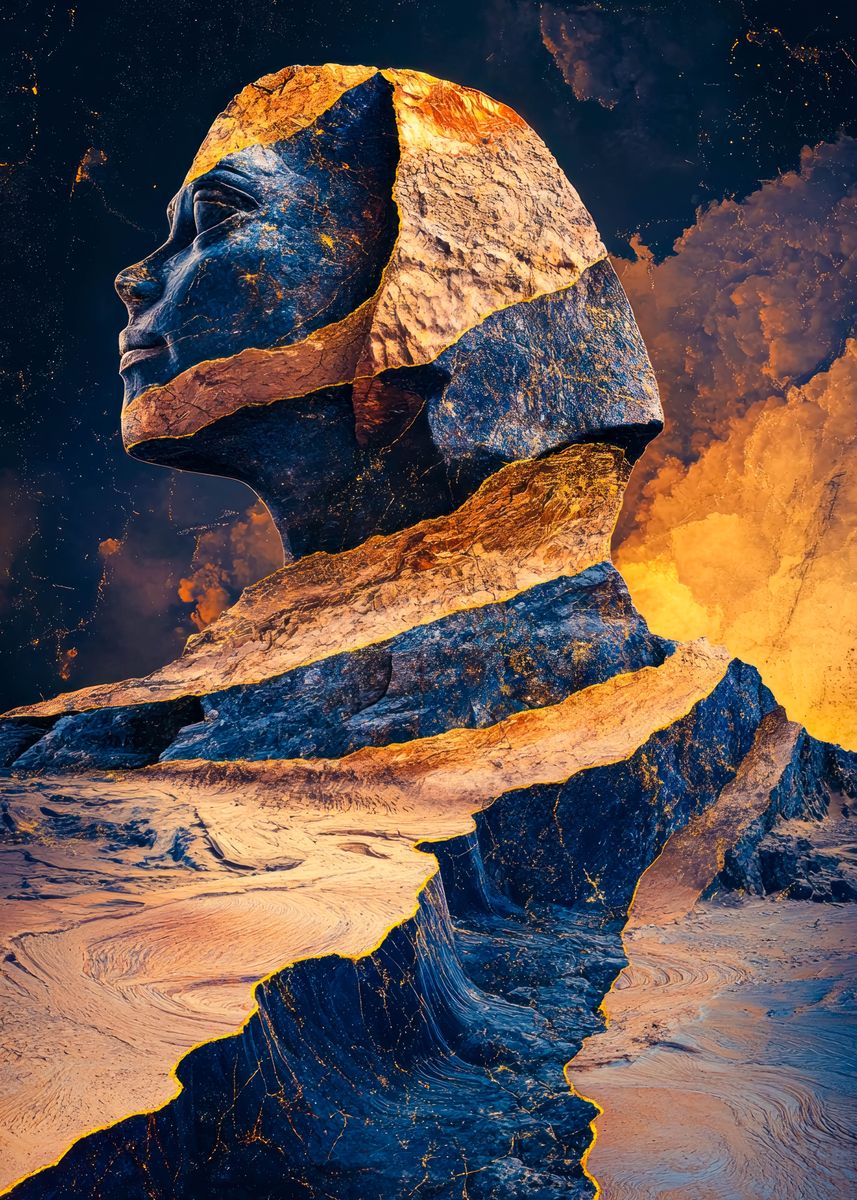 'Stone Mineral Sphinx Desert Aura Art' Poster, picture, metal print ...