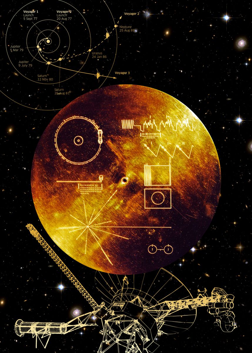 'NASA Voyager 1 Golden Record' Poster, picture, metal print, paint by ...