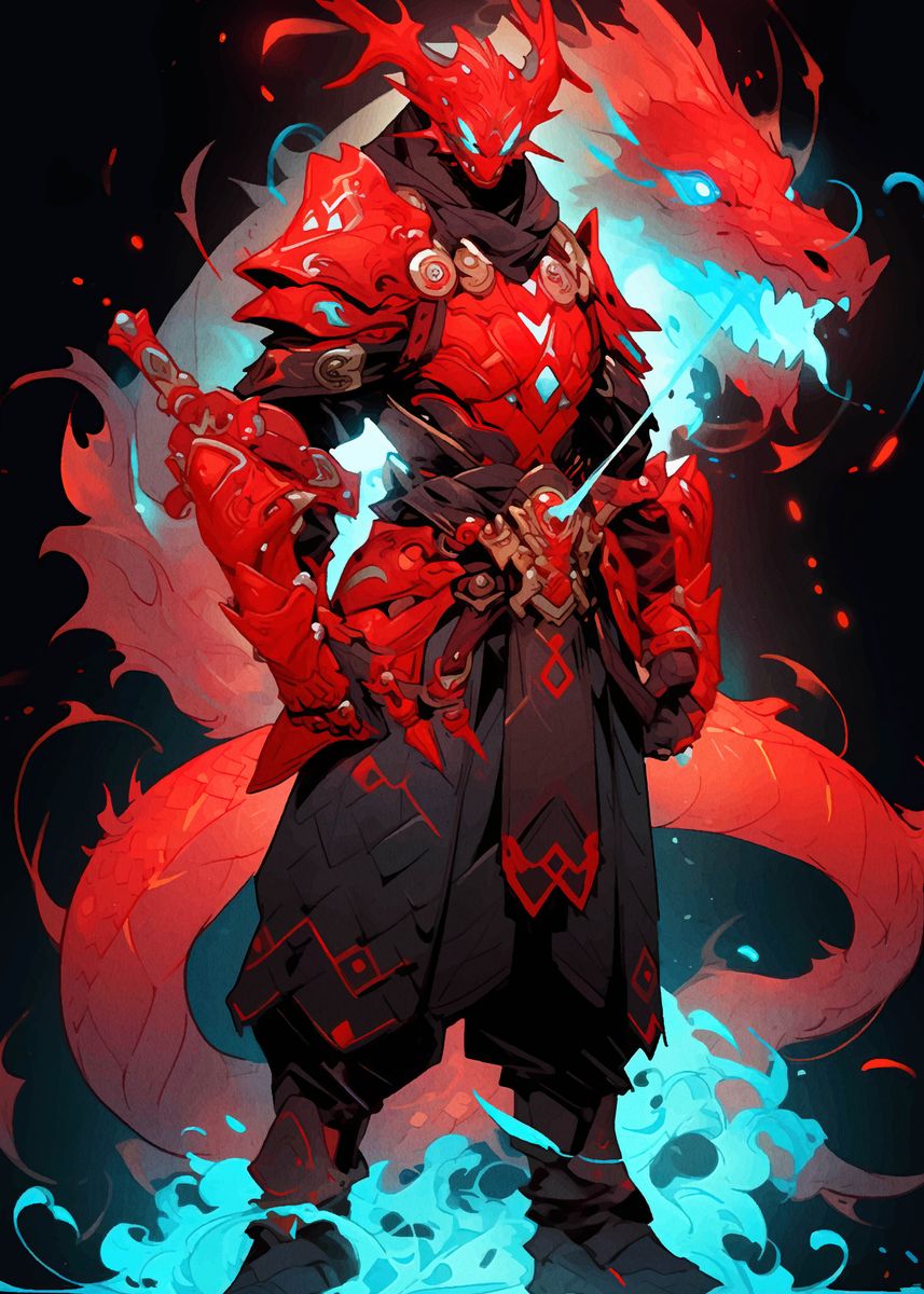 'Red Dragon Warrior' Poster, picture, metal print, paint by Eileen ...