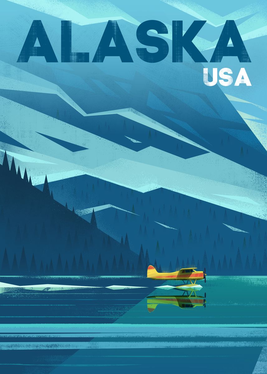 'Alaska Travel Poster' Poster, picture, metal print, paint by Sam Kal | Displate