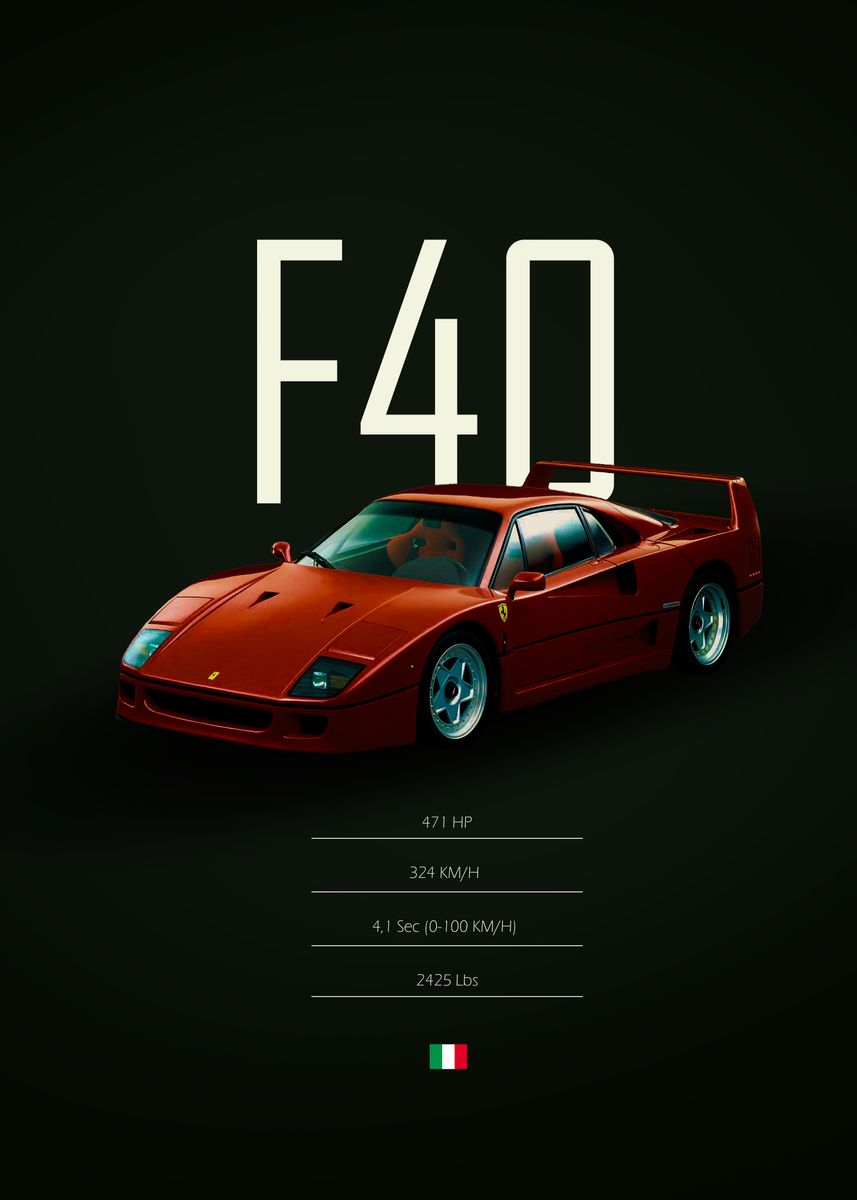 'Ferrari F40' Poster, picture, metal print, paint by ...