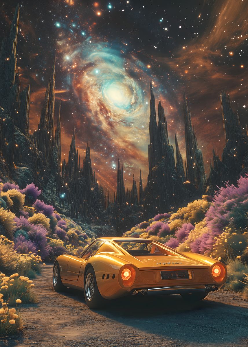 'Cosmic Galaxy Car Trip' Poster, picture, metal print, paint by Gilmov ...