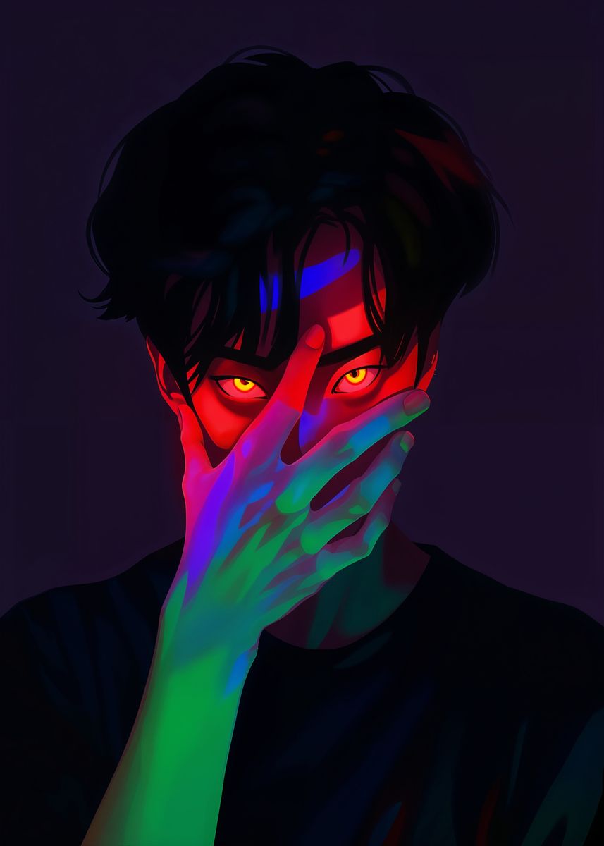 'Neon Soul Stare' Poster, picture, metal print, paint by Astral Void ...