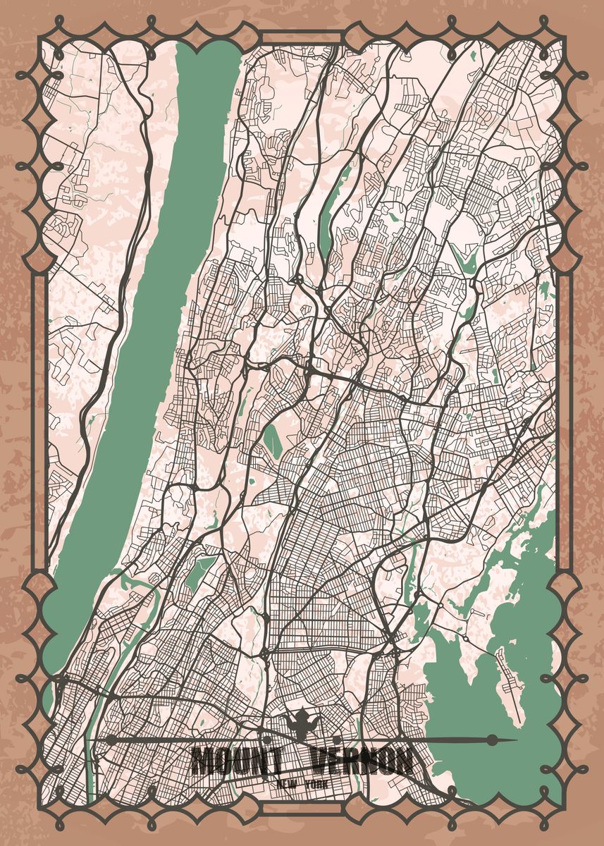 'Mount Vernon City Map' Poster, picture, metal print, paint by DE Maps ...