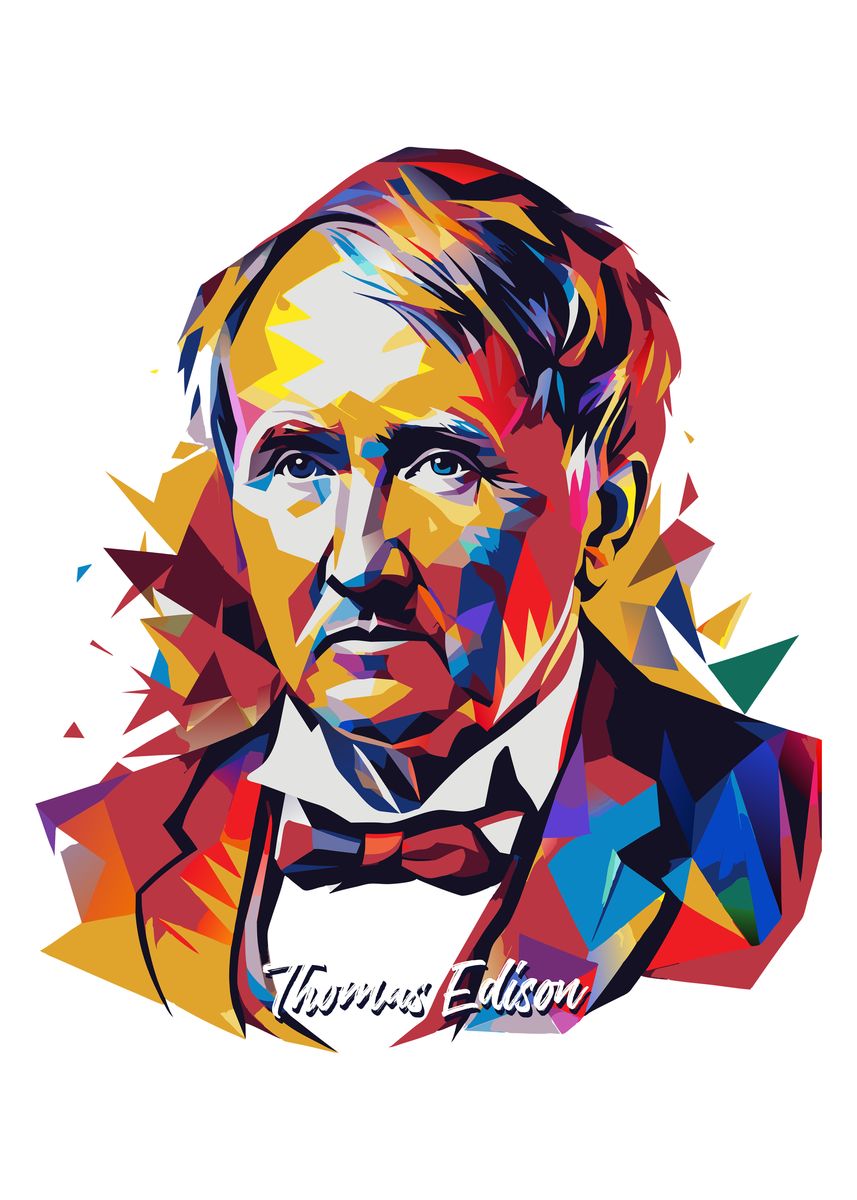 'Thomas Edison Portrait Pop Art' Poster, picture, metal print, paint by ...