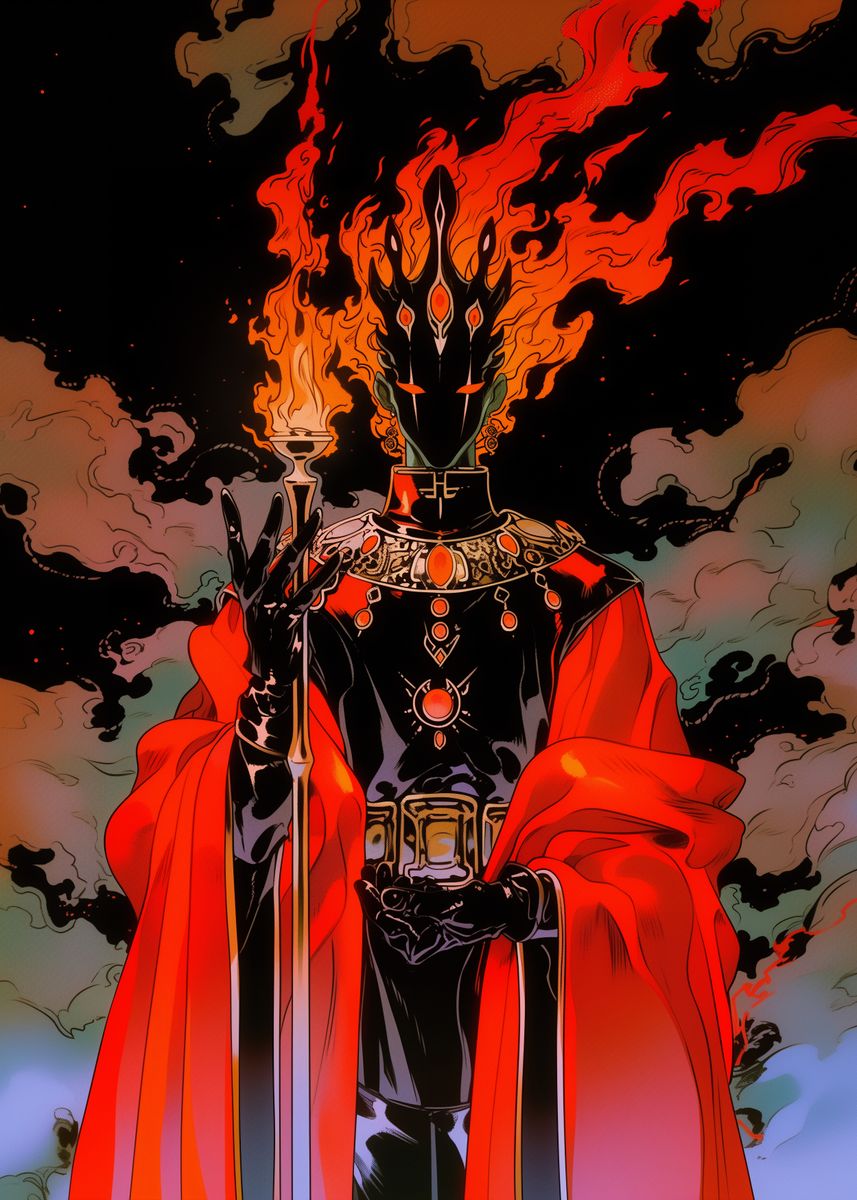 'Mystical Fire Mage' Poster, picture, metal print, paint by aalternis ...