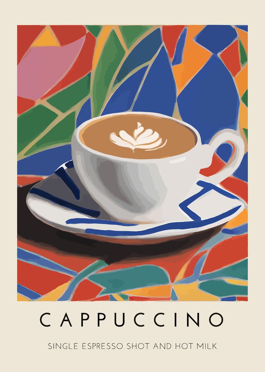 'Cappuccino Illustration' Poster, picture, metal print, paint by Bee ...