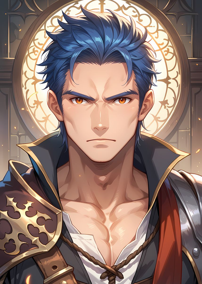 'Rydan Redfort - Anime Male Character Portrait' Poster, picture, metal ...