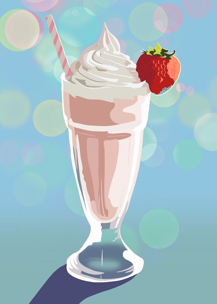 'Strawberry Milkshake' Poster, picture, metal print, paint by ...