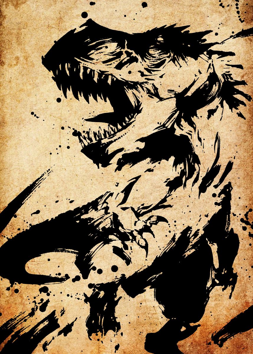 'T-Rex Ink Illustration' Poster, picture, metal print, paint by Jiupang ...