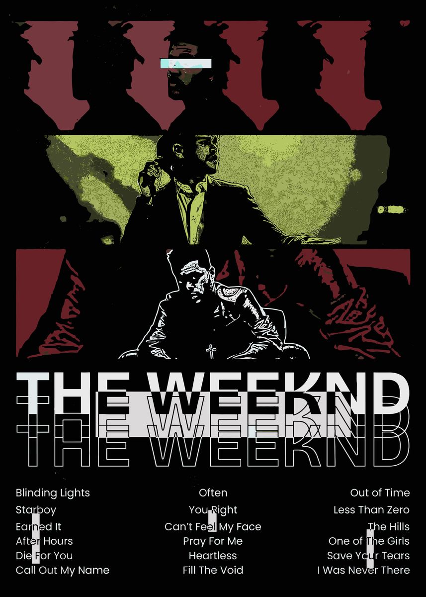 'The Weeknd Track List' Poster, picture, metal print, paint by Sigvard ...
