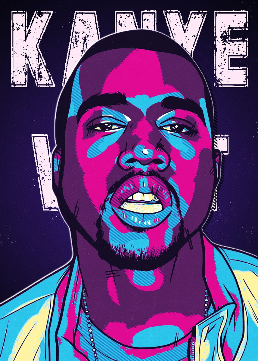 'Kanye West Pop Art Portrait' Poster, picture, metal print, paint by ...