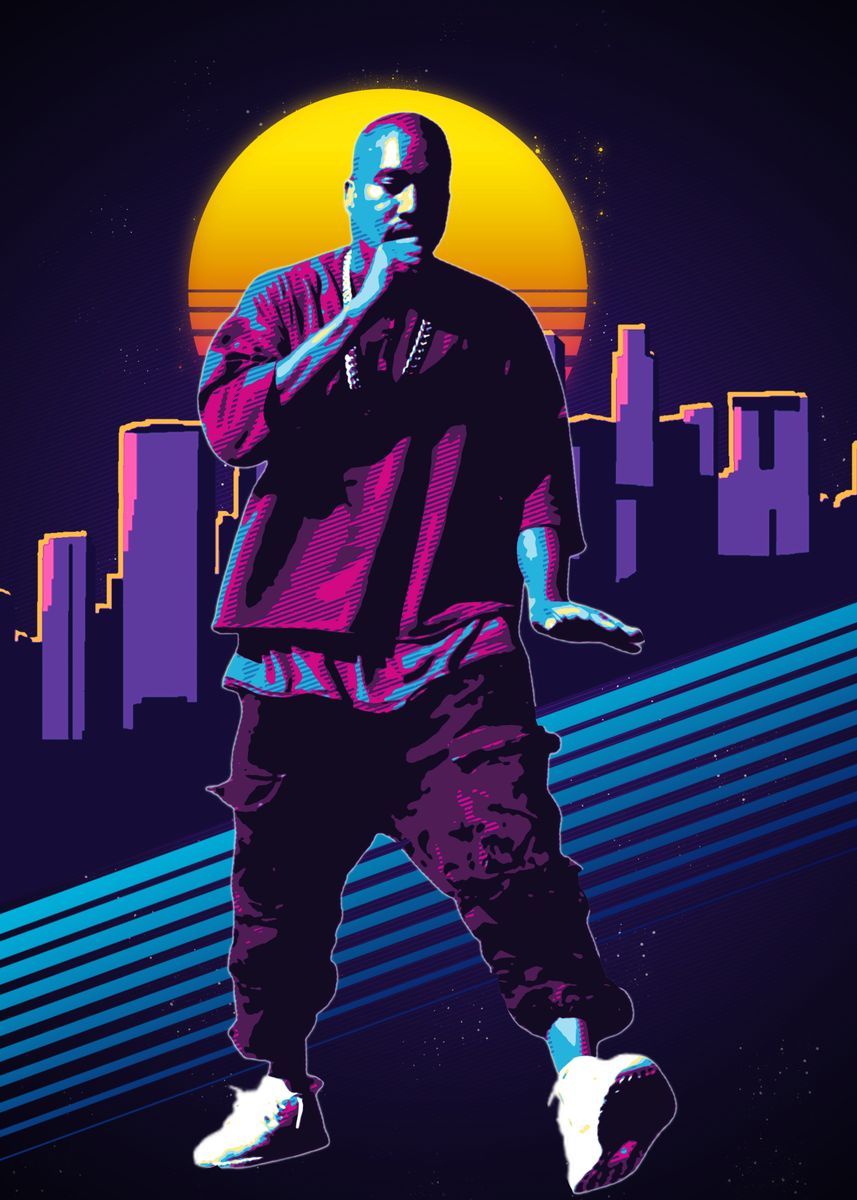 'Kanye West Retro Art' Poster, picture, metal print, paint by maxmoen ...