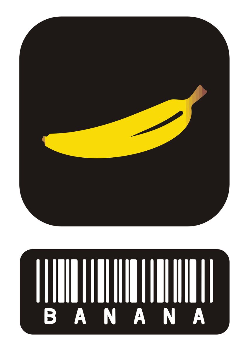'Banana Barcode Art' Poster, picture, metal print, paint by ...