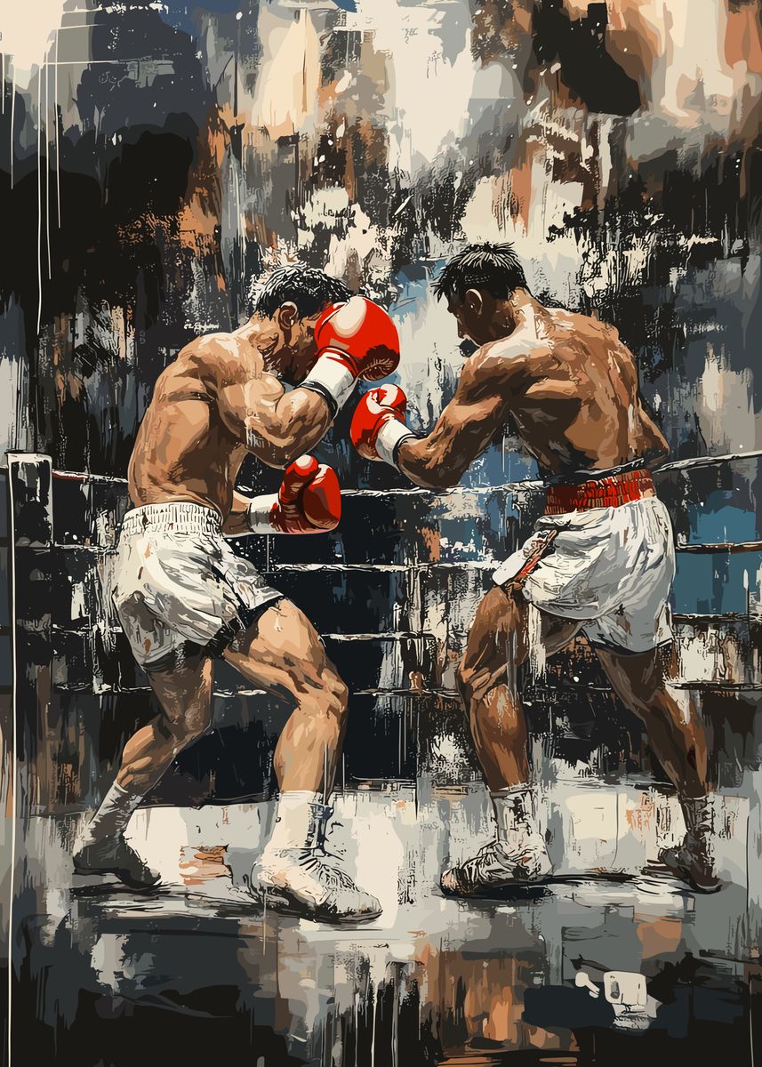 'The Moment of Two Boxers' Poster, picture, metal print, paint by Omar ...