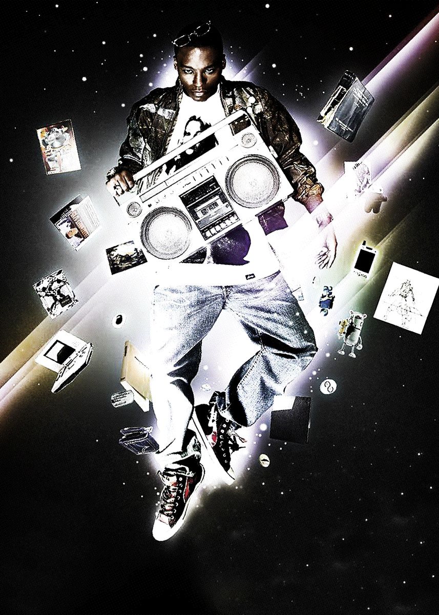 'Hip Hop Boombox Collage' Poster, picture, metal print, paint by | Displate