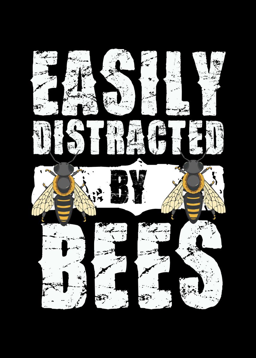 'Bees Distraction' Poster, picture, metal print, paint by ankarsdesign ...