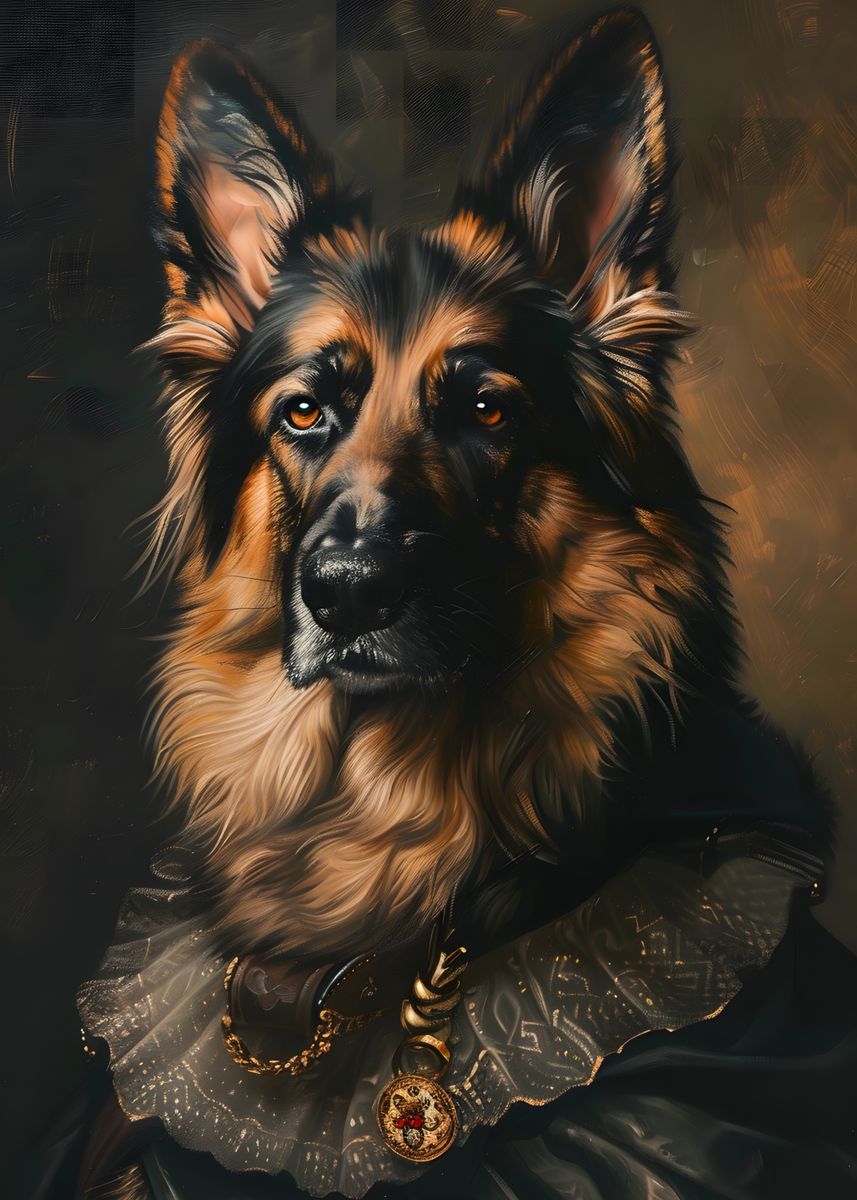'Regal German Shepherd portrait in Renaissance Attire' Poster, picture ...