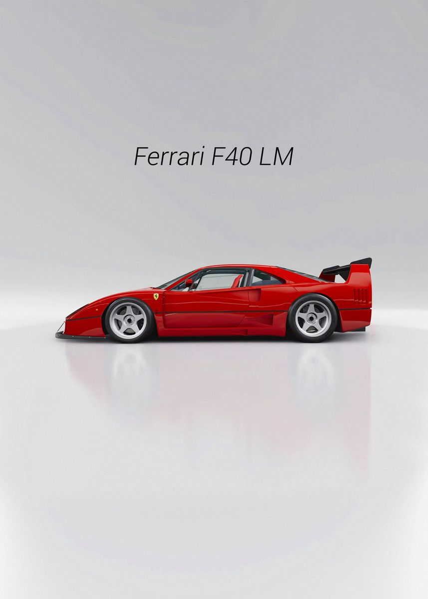 'Ferrari F40 LM' Poster, picture, metal print, paint by One Line Artist ...
