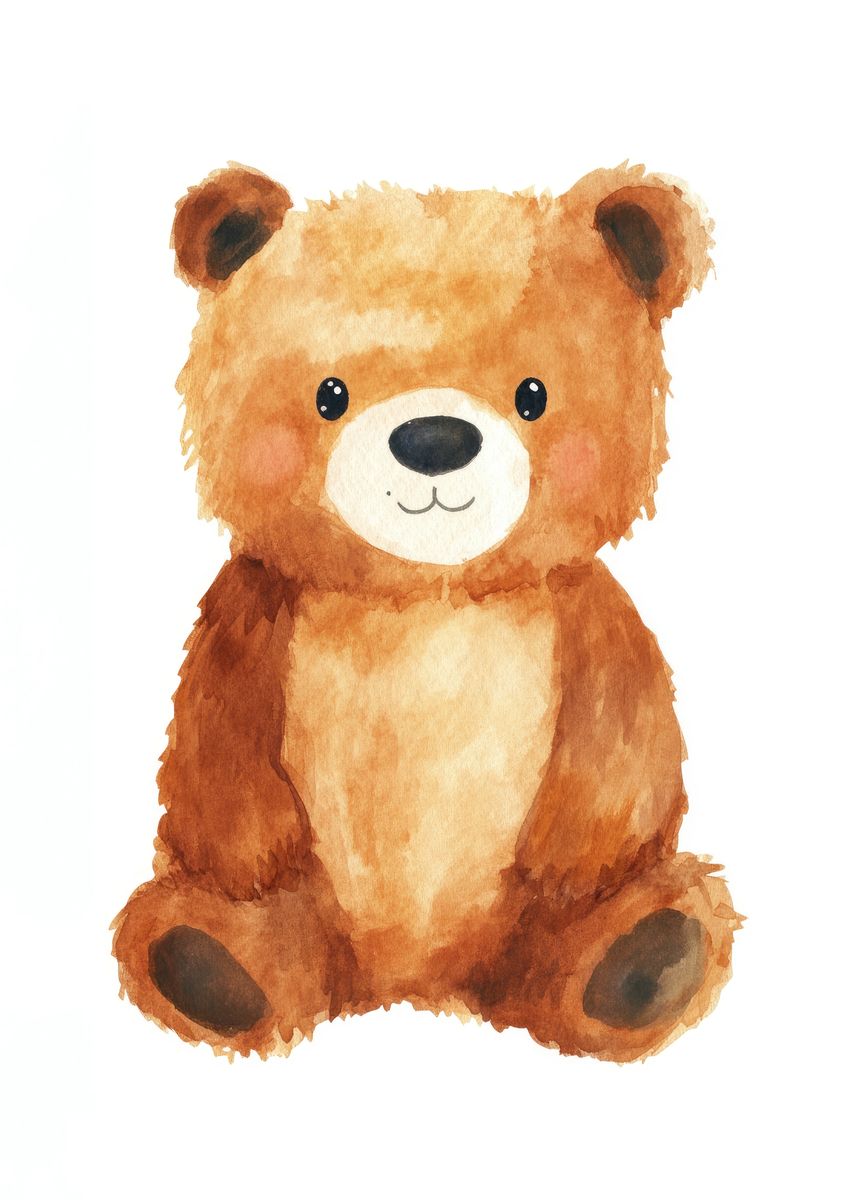 'Cute Watercolor Bear' Poster, picture, metal print, paint by Usama ...