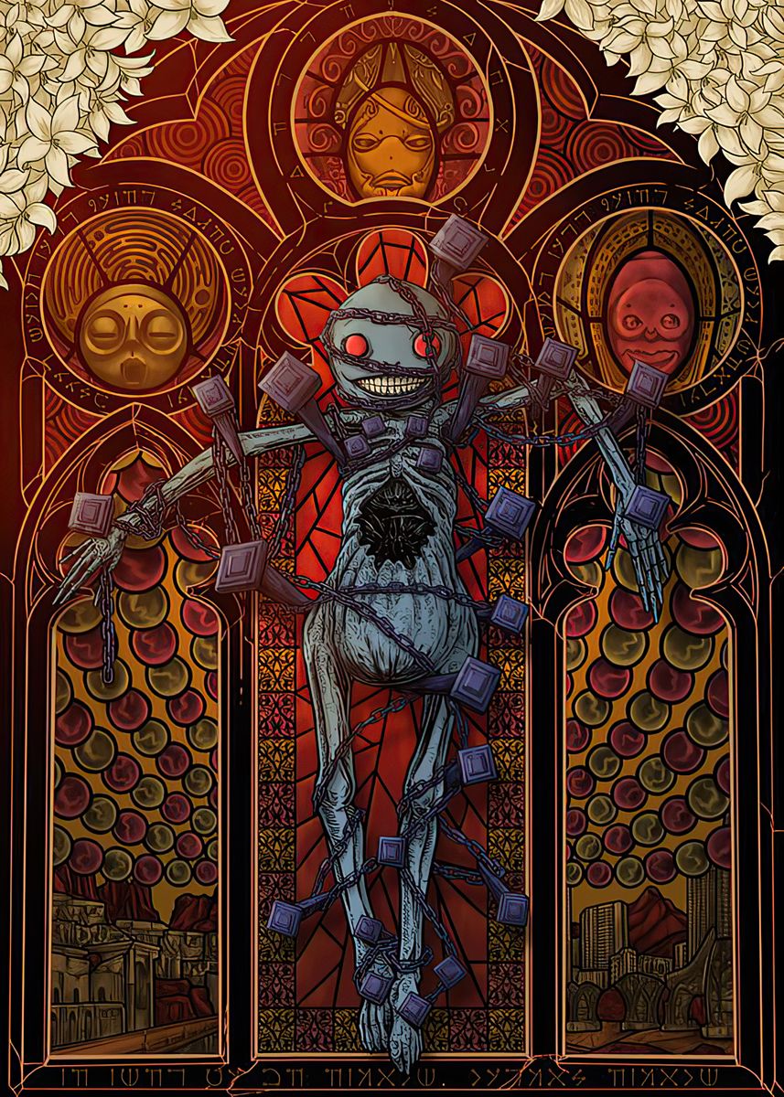 'Stained Glass Horror' Poster, picture, metal print, paint by | Displate