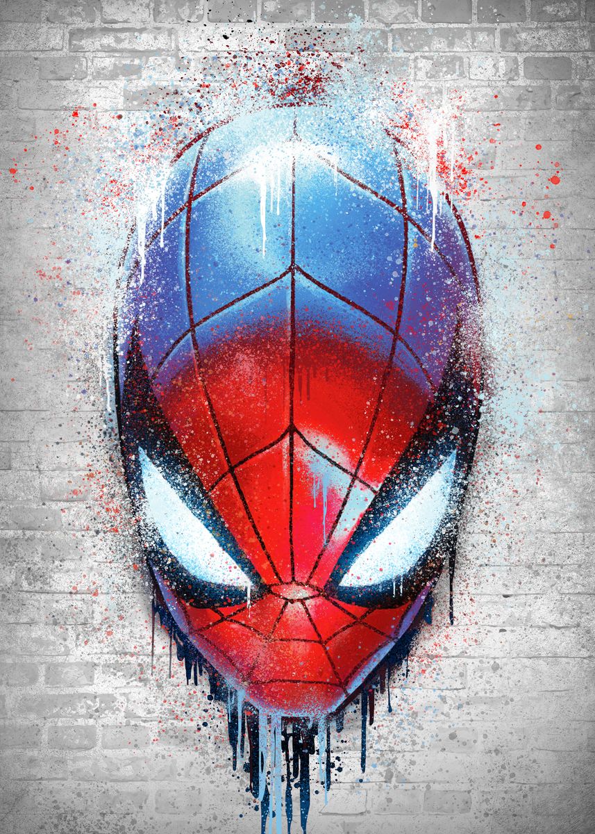 'Classic Spider-Man Mask' Poster, picture, metal print, paint by Marvel ...