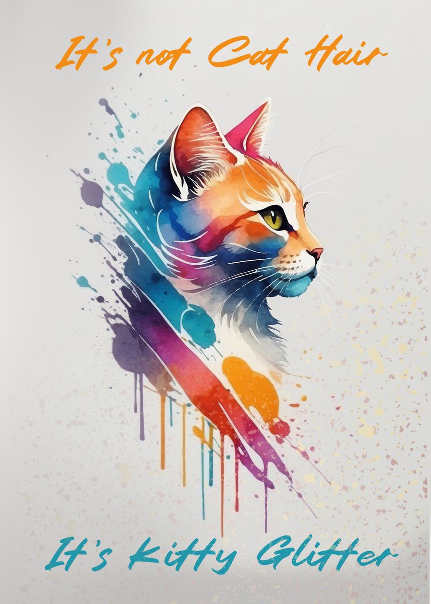 'Kitty Glitter Watercolor' Poster, picture, metal print, paint by ...