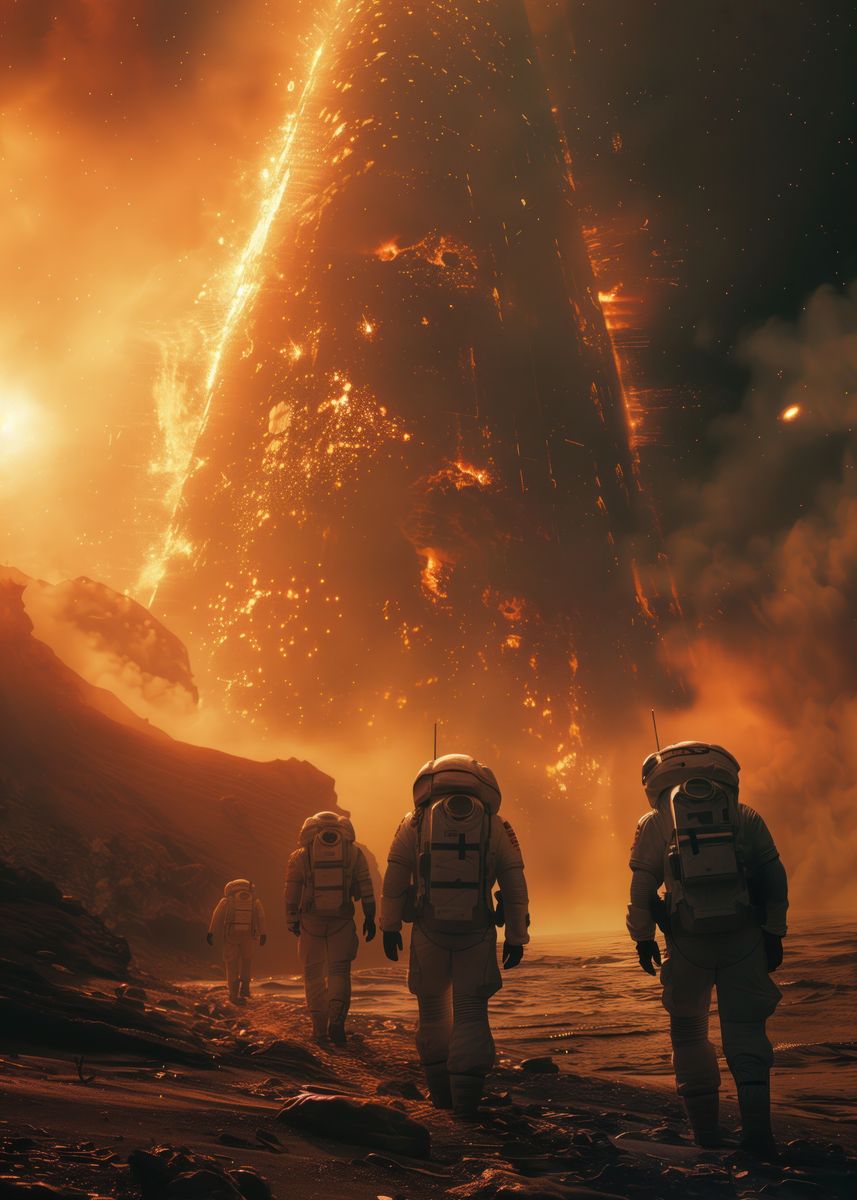 'Astronauts and alien planet' Poster, picture, metal print, paint by ...