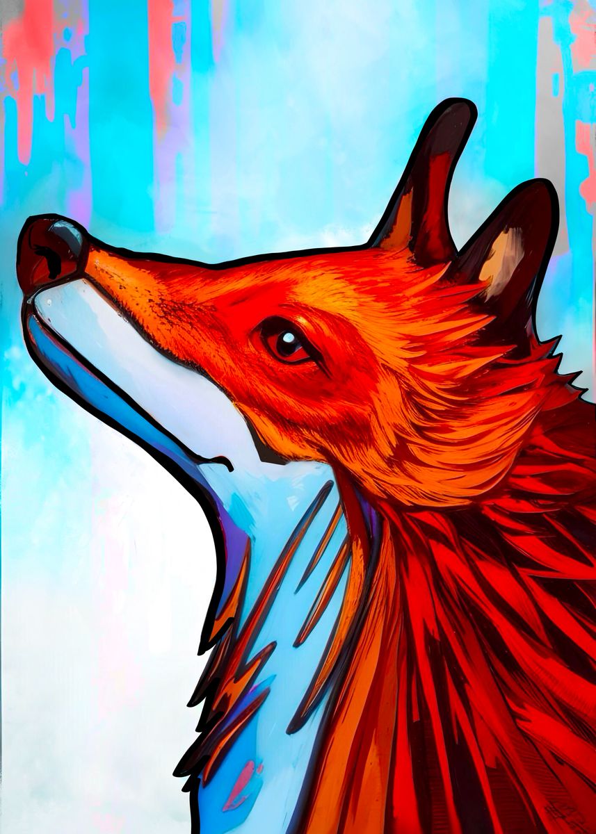 'Fox Fire' Poster, picture, metal print, paint by Heather Mowat | Displate
